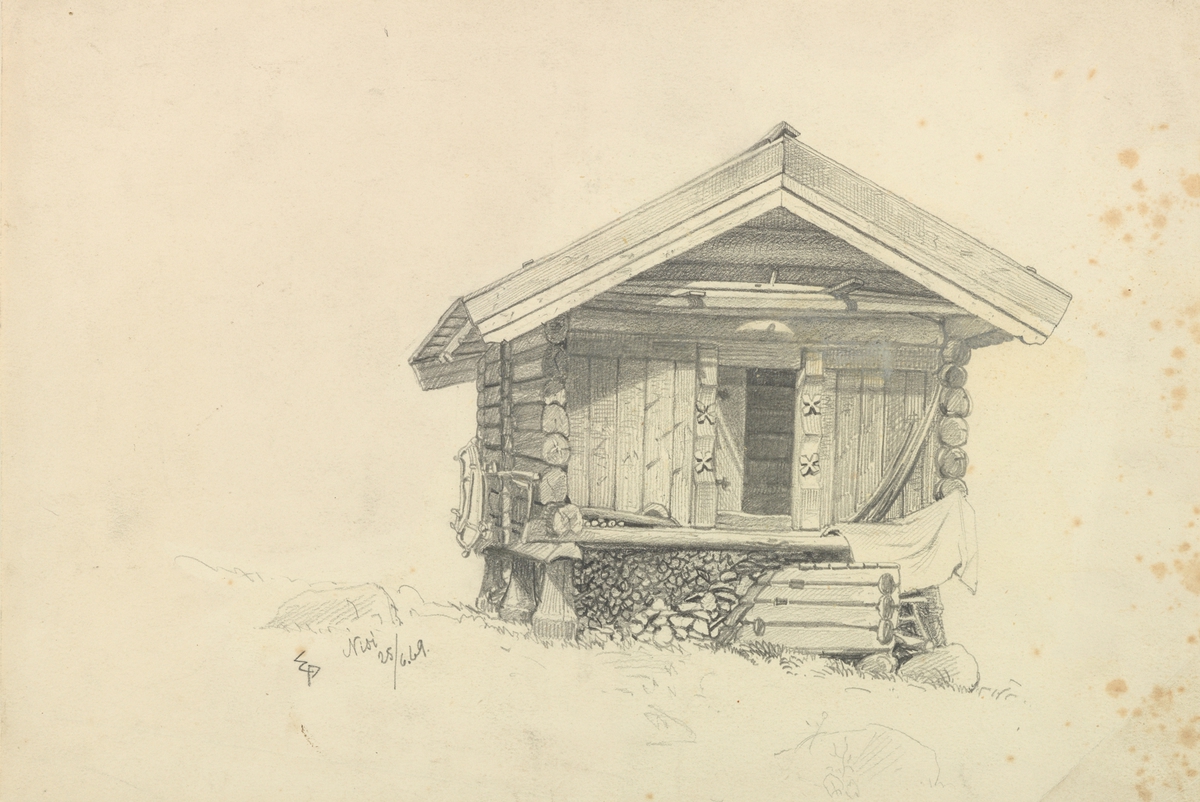 Stabbur [Tegning] - Nasjonalmuseet, billedkunstsamlingene / DigitaltMuseum